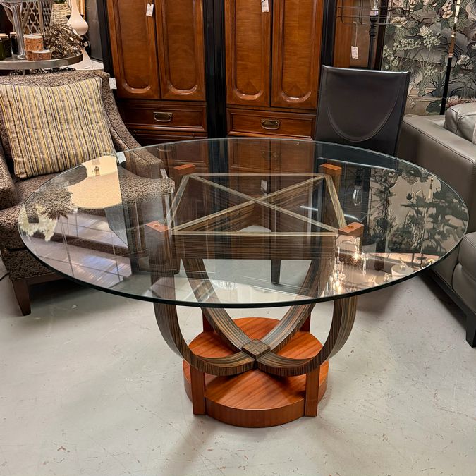 Vanguard Modern Wood Base/54" Glass Top Breakfast Table 30"H