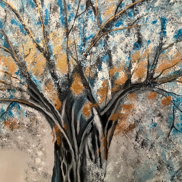 "Eternal Tree" Original Painting by Luly Antillion 63x35.5